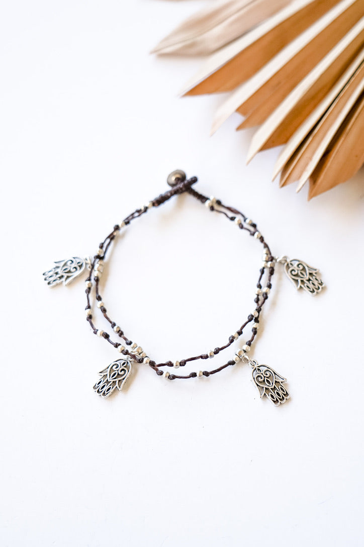 Double Strand Hamsa Alloy Anklet – Bali Queen